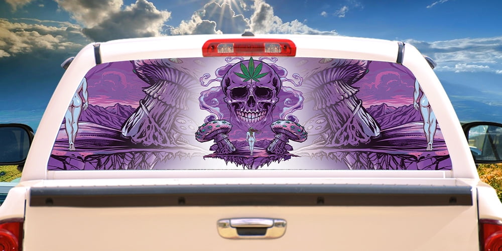 SignMission Purple Cannabis Skull Rear Window Graphic truck view thru ...