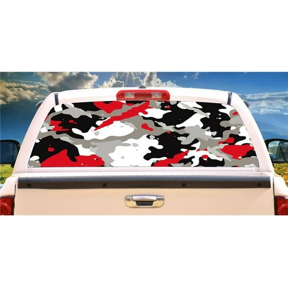 SignMission Red Camo Rear Window Graphic Truck View Thru Vinyl Back ...