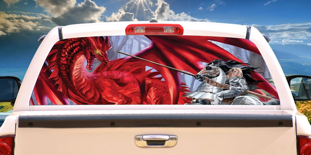 SignMission Red Dragon Knight Rear Window Graphic truck view thru vinyl ...