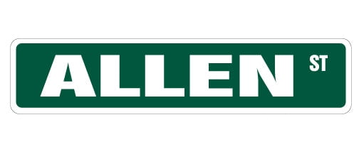 SignMission SS-Allen 4 x 18 in. Childrens Name Room Street Sign - Allen ...