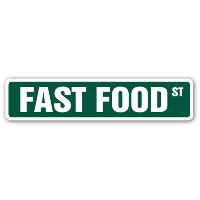 SignMission SS-Fast Food 4 x 18 in. Fast Food Street Sign - Hamburgers ...