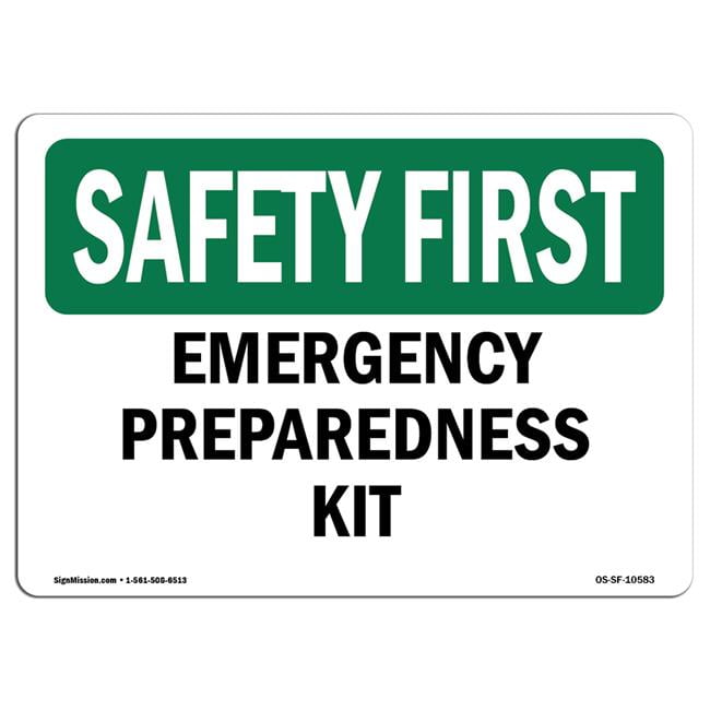SignMission Safety First Emergency Preparedness Kit OSHA Decal Sign ...