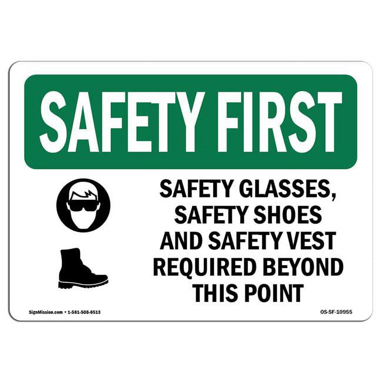 SignMission Safety First Safety Glasses, Safety Shoes with Symbol OSHA ...