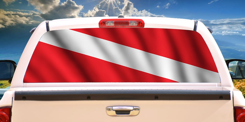 SignMission Scuba Flag In The Wind Rear Window Graphic truck view thru ...
