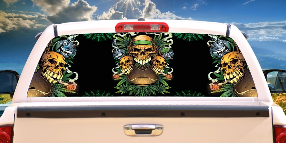 SignMission Stoner Skulls Rear Window Graphic truck view thru vinyl ...