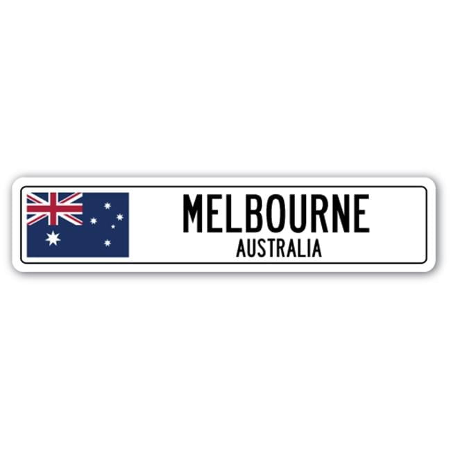 MELBOURNE AUSTRALIA Street Sign Australian flag city country road wall ...