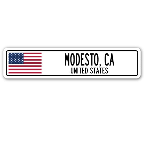 MODESTO CA UNITED STATES Street Sign American flag city country gift ...