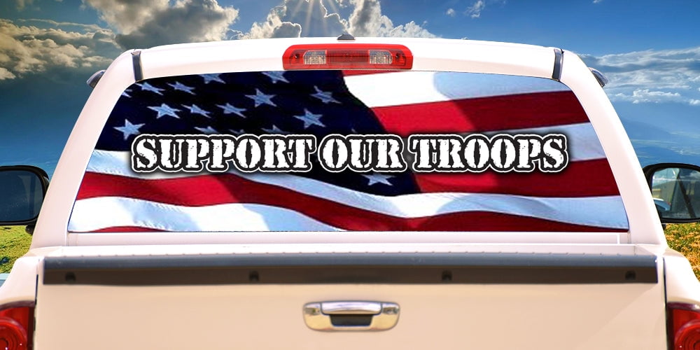 SignMission Support Our Troops Rear Window Graphic truck view thru ...