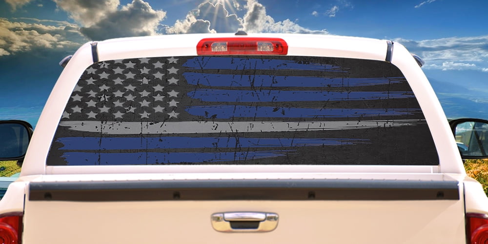 SignMission Thin White Line Rear Window Graphic truck view thru vinyl ...