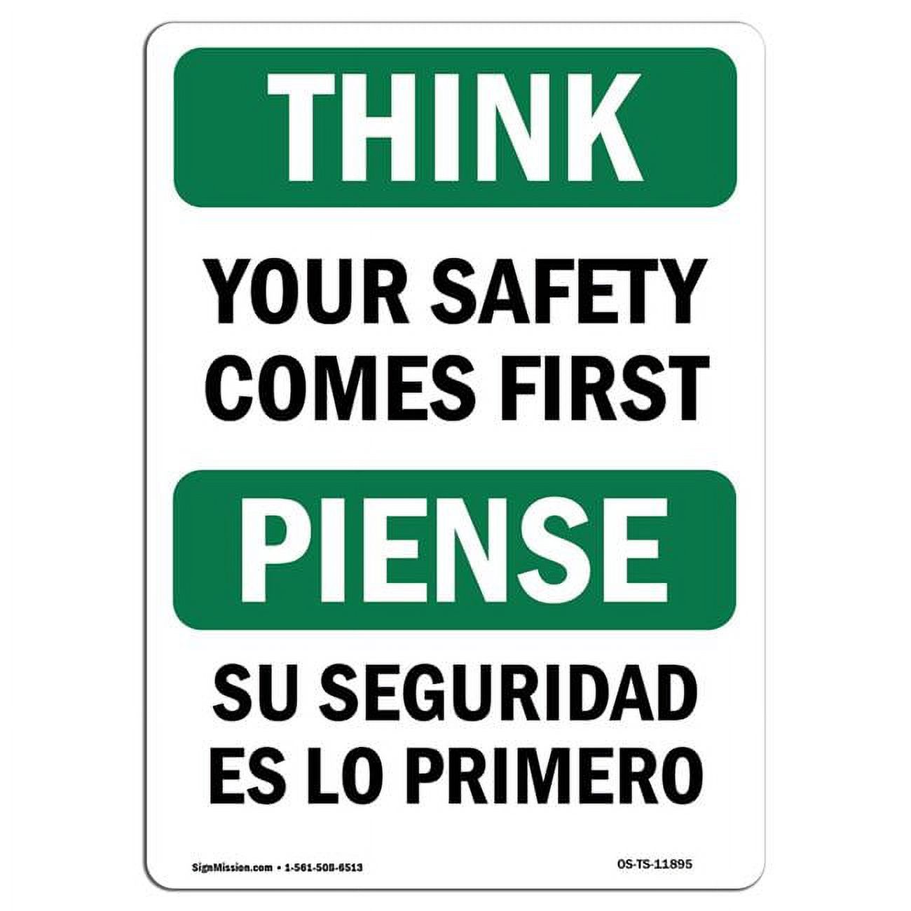Think Safety First Sign - Walmart.com