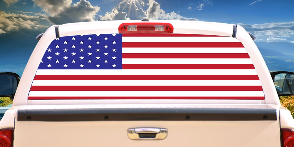SignMission USA Flag Rear Window Graphic truck view thru vinyl decal HD ...
