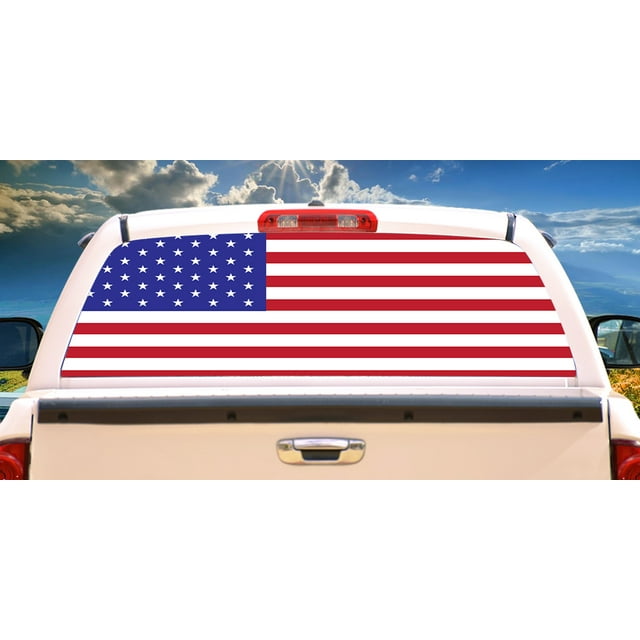 SignMission USA Flag Rear Window Graphic truck view thru vinyl decal HD ...