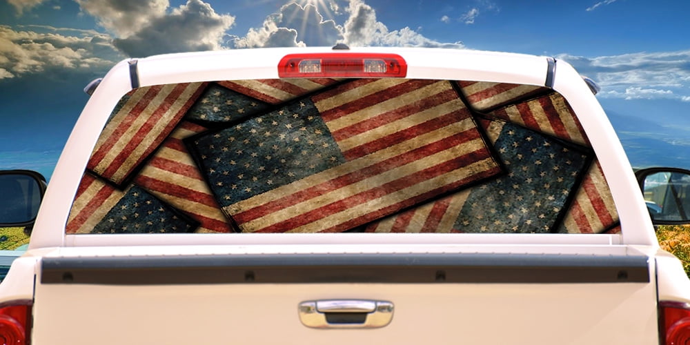 SignMission Vintage American Rear Window Graphic truck view thru vinyl ...