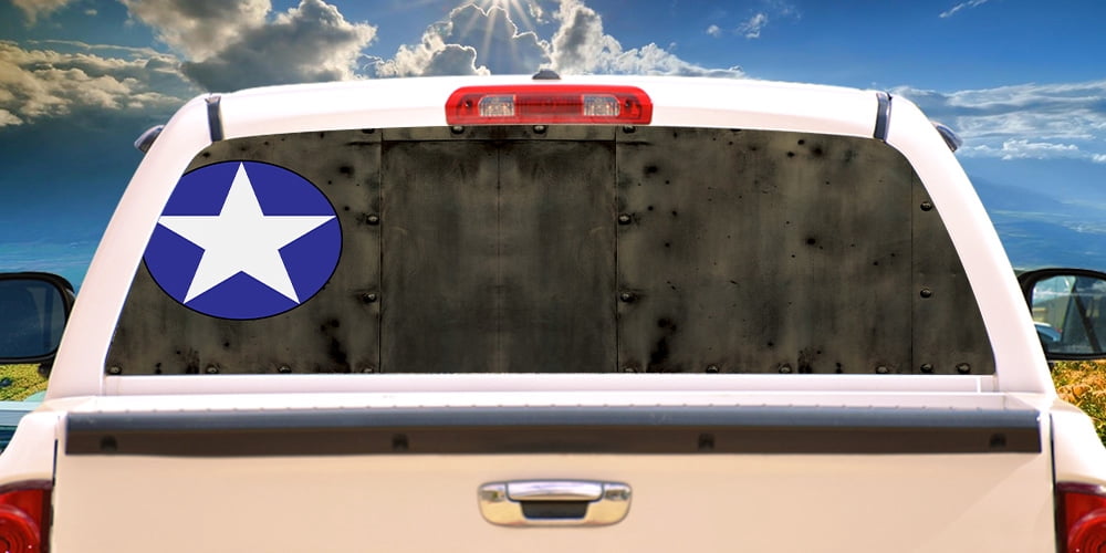 SignMission WW2 Blue Star Platemetal Rear Window Graphic truck view ...