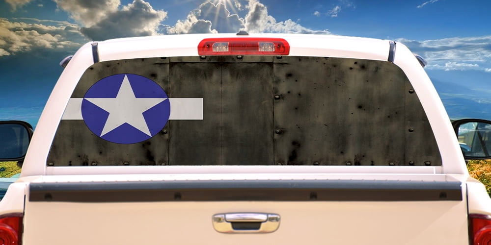 SignMission WW2 White Stripe Platemetal Rear Window Graphic truck view ...