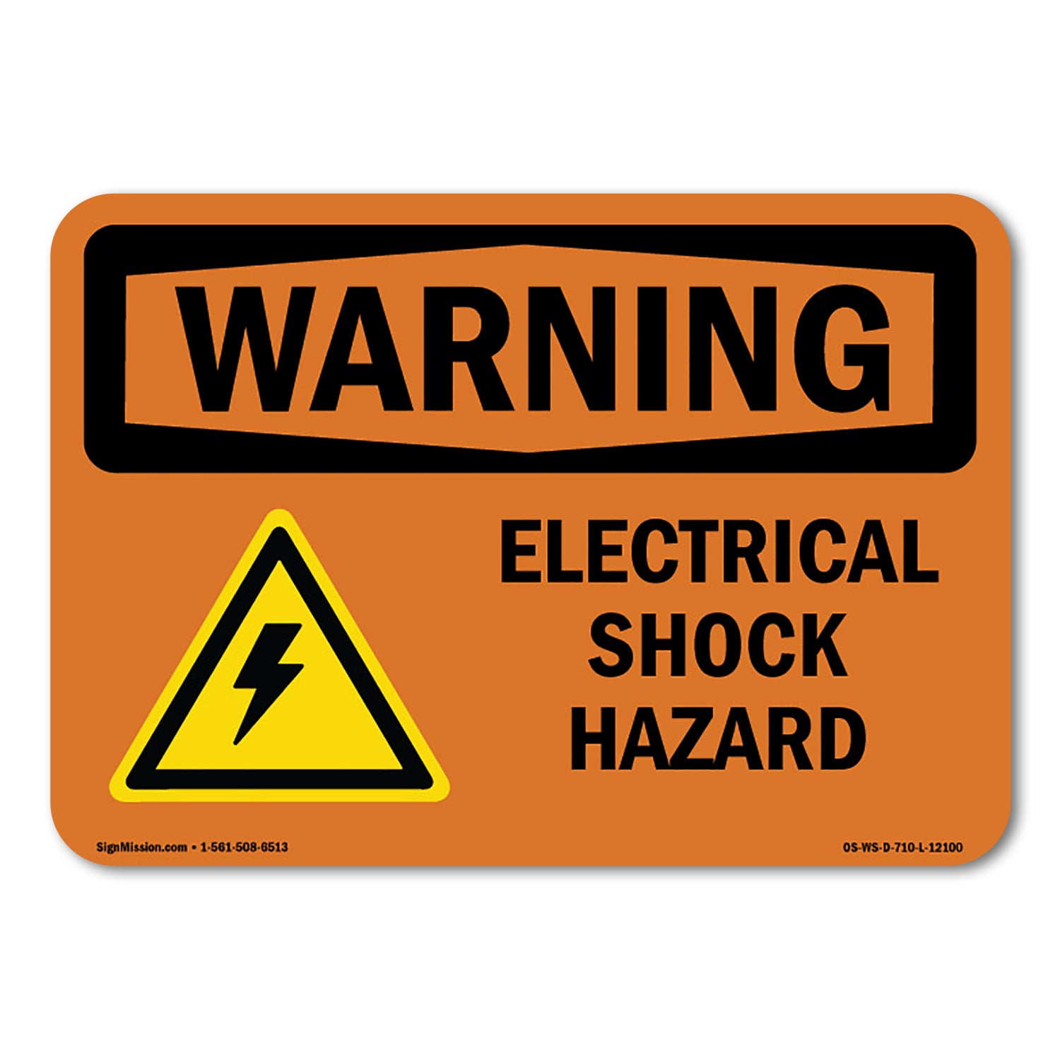 OSHA WARNING Sign - Electrical Shock Hazard With Symbol | Decal ...