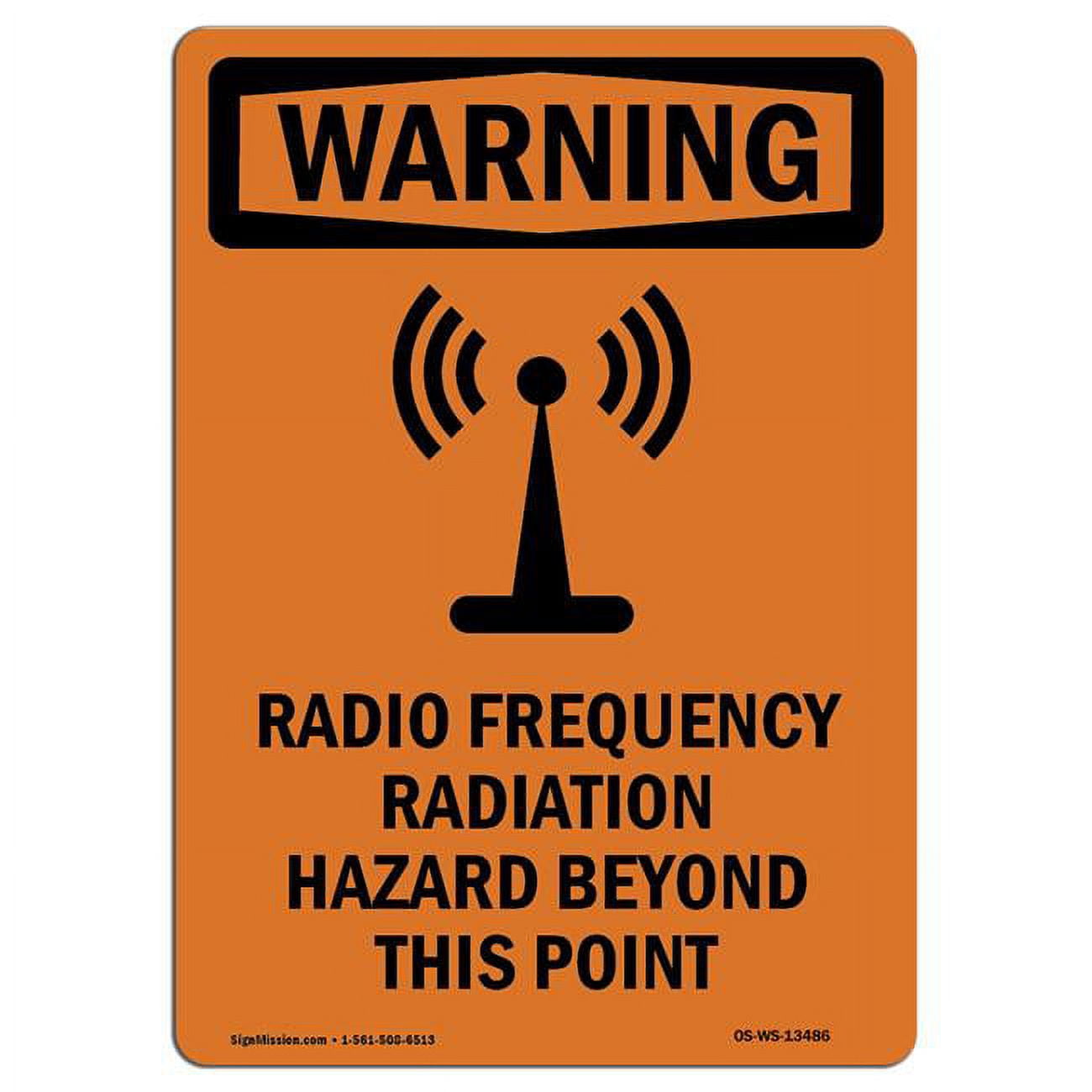 SignMission Warning Radio Frequency Radiation with Symbol OSHA Aluminum ...