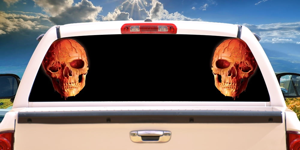 SignMission Wax Skull Rear Window Graphic truck view thru vinyl decal ...