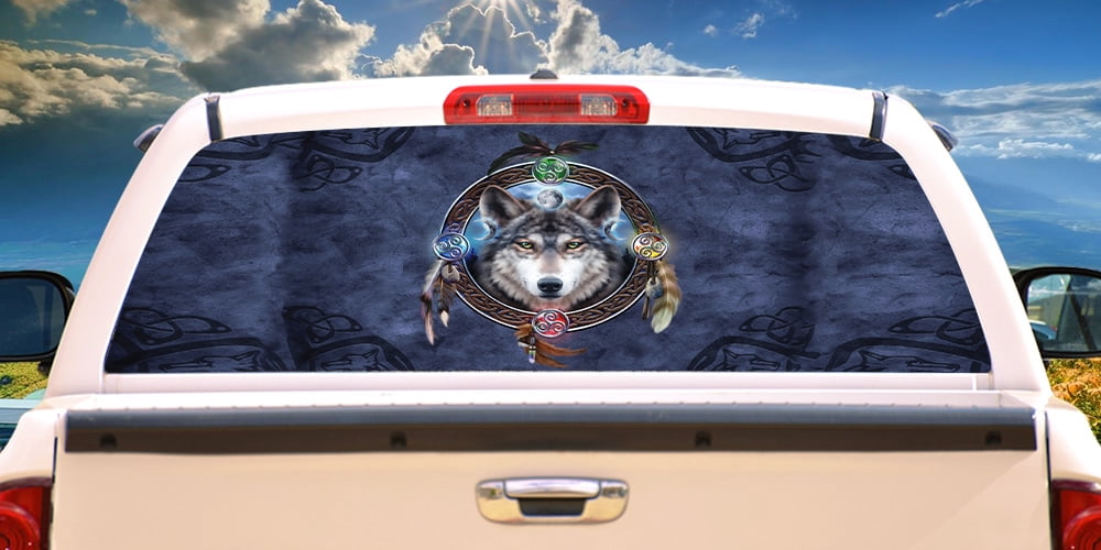 SignMission Wolf Dreamcatcher Rear Window Graphic truck view thru vinyl ...