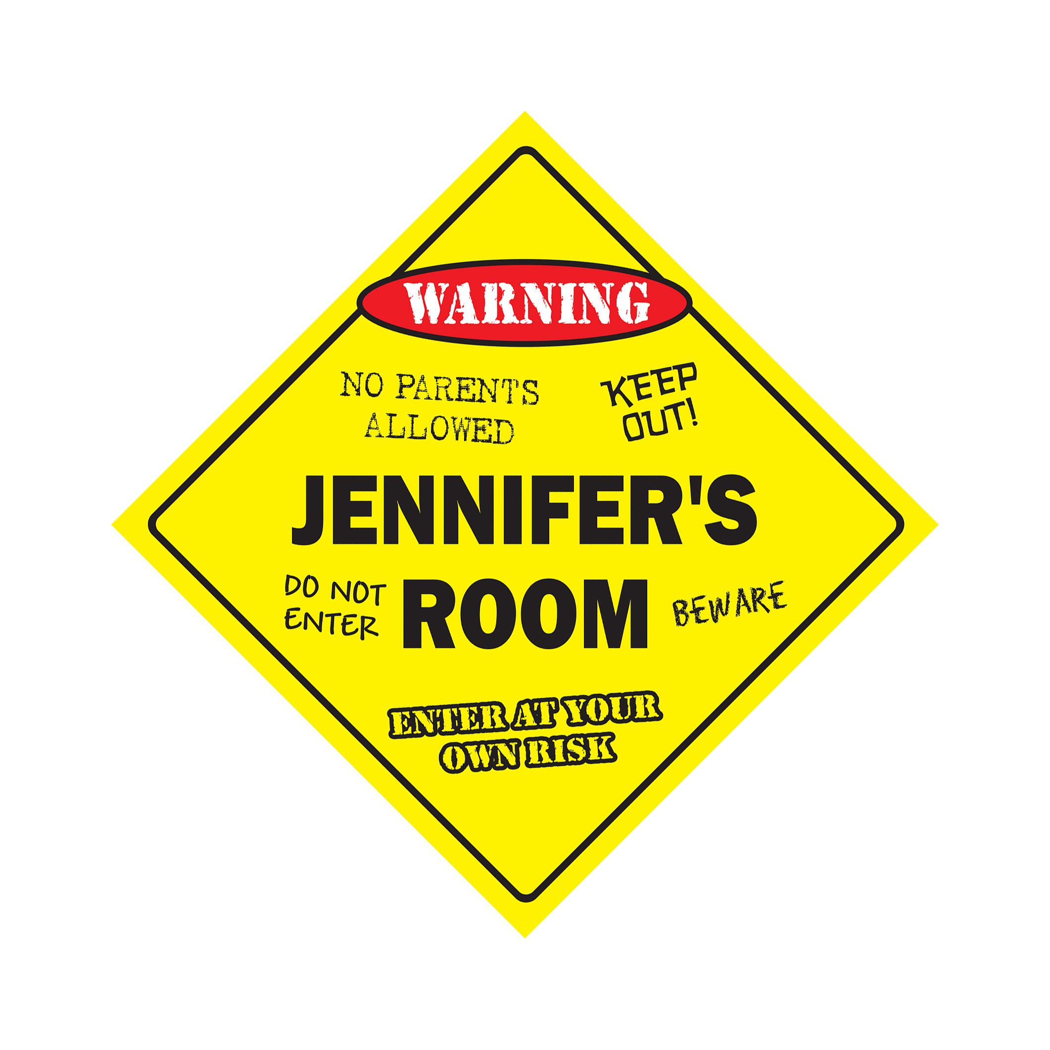 Jennifer's Room Sign Crossing Zone Xing | Indoor/Outdoor | 12" Tall ...