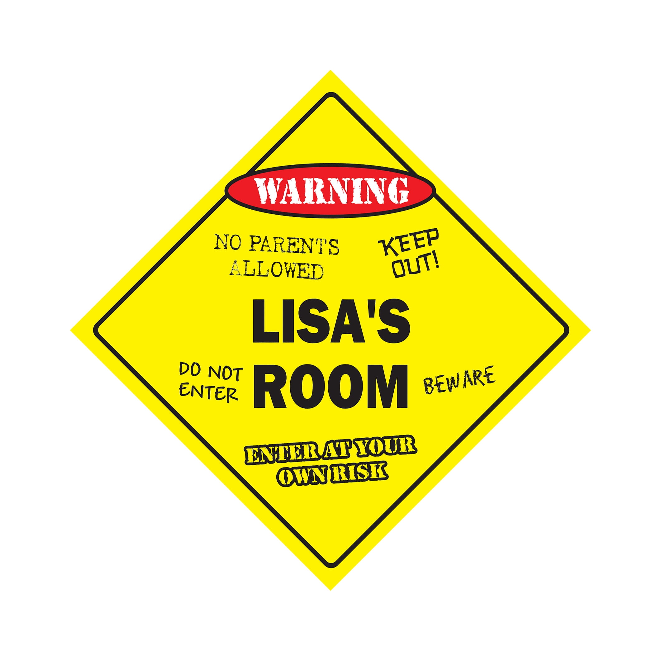 SignMission X-Lisas Room 12 x 12 in. Crossing Zone Xing Room Sign ...