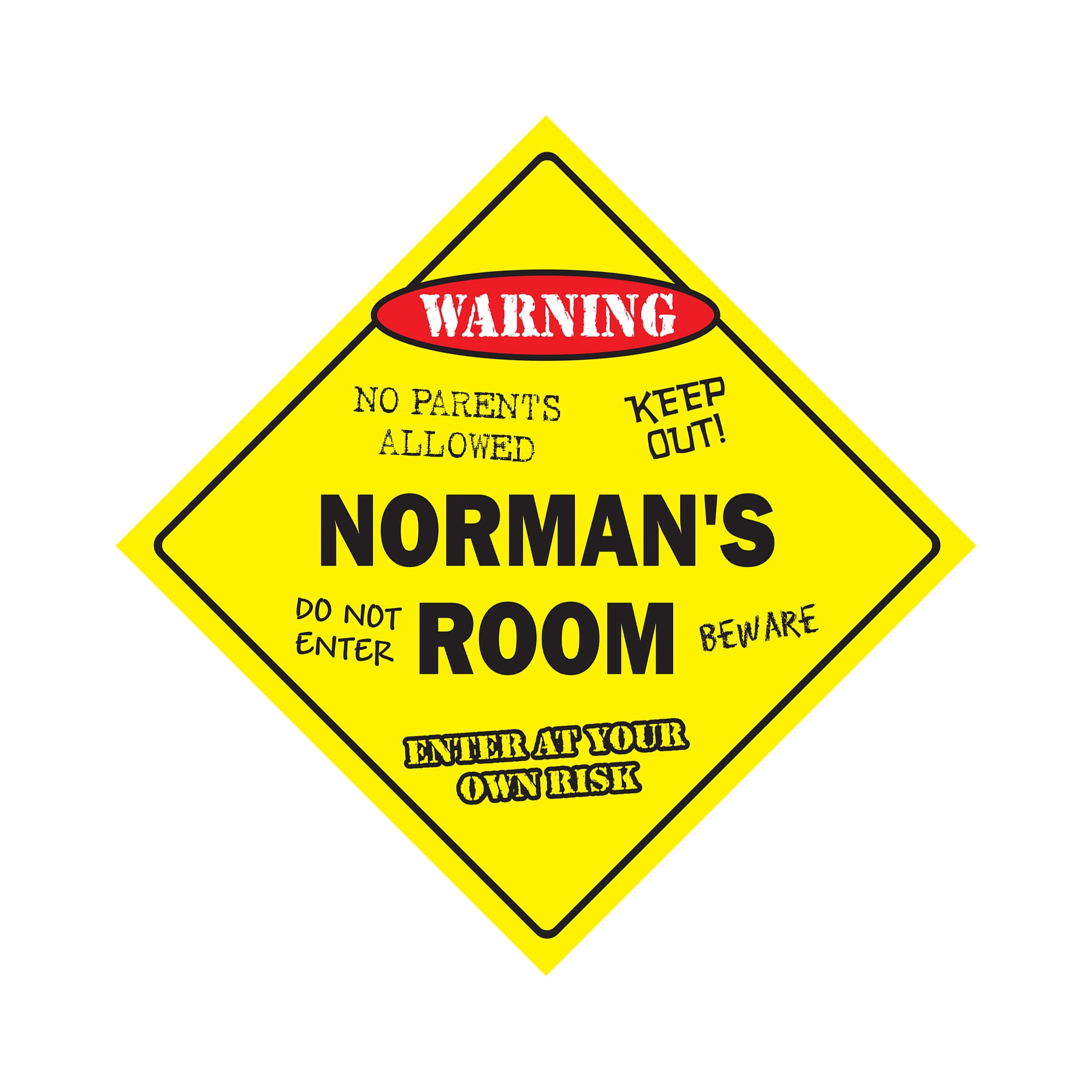 Norman's Room Sign Crossing Zone Xing | Indoor/Outdoor | 12" Tall kids ...