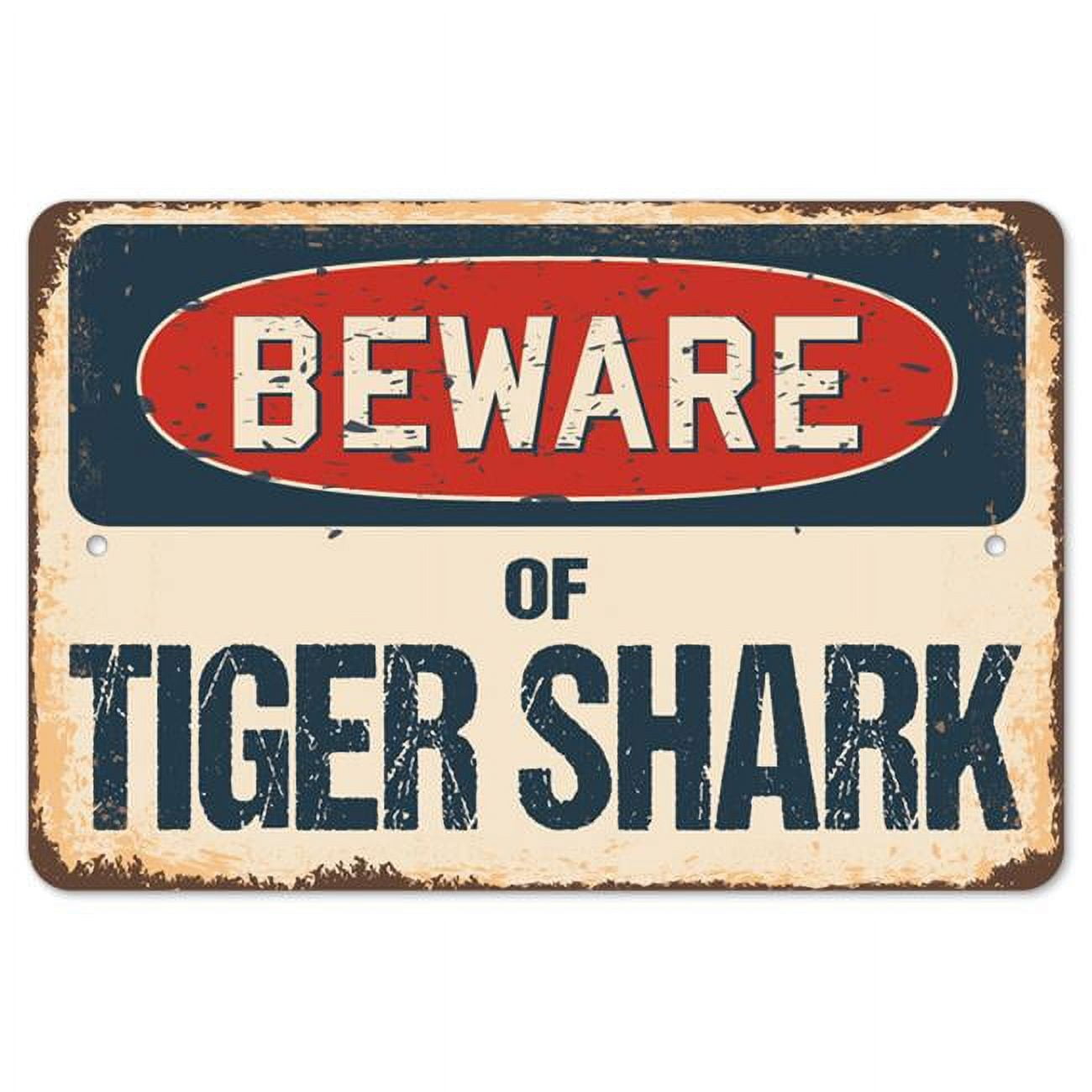 SignMission Z-812-BW-Tiger Shark Beware of Tiger Shark Rustic Sign ...