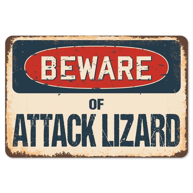 SignMission Z-A-1014-BW-Attack Lizard Beware of Attack Lizard Rustic ...