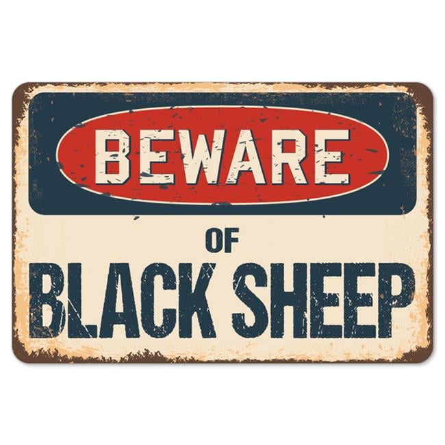 SignMission Z-A-1014-BW-Black Sheep Beware of Black Sheep Rustic Sign ...