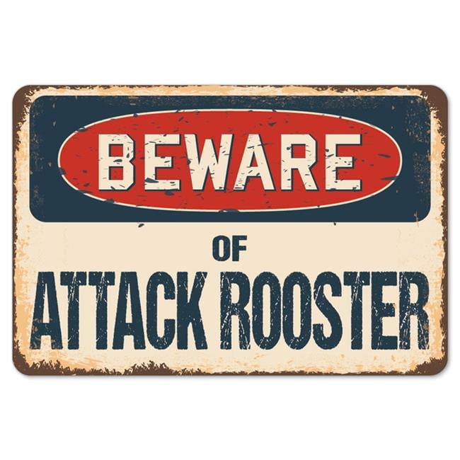 SignMission Z-A-710-BW-Attack Rooster Beware of Attack Rooster Rustic ...