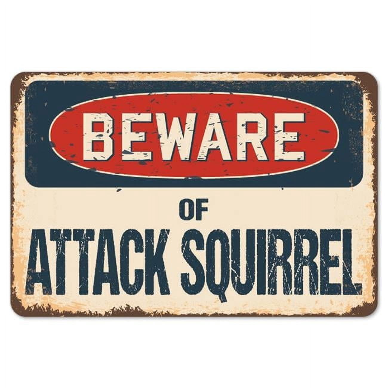 SignMission Z-A-710-BW-Attack Squirrel Beware of Attack Squirrel Rustic ...