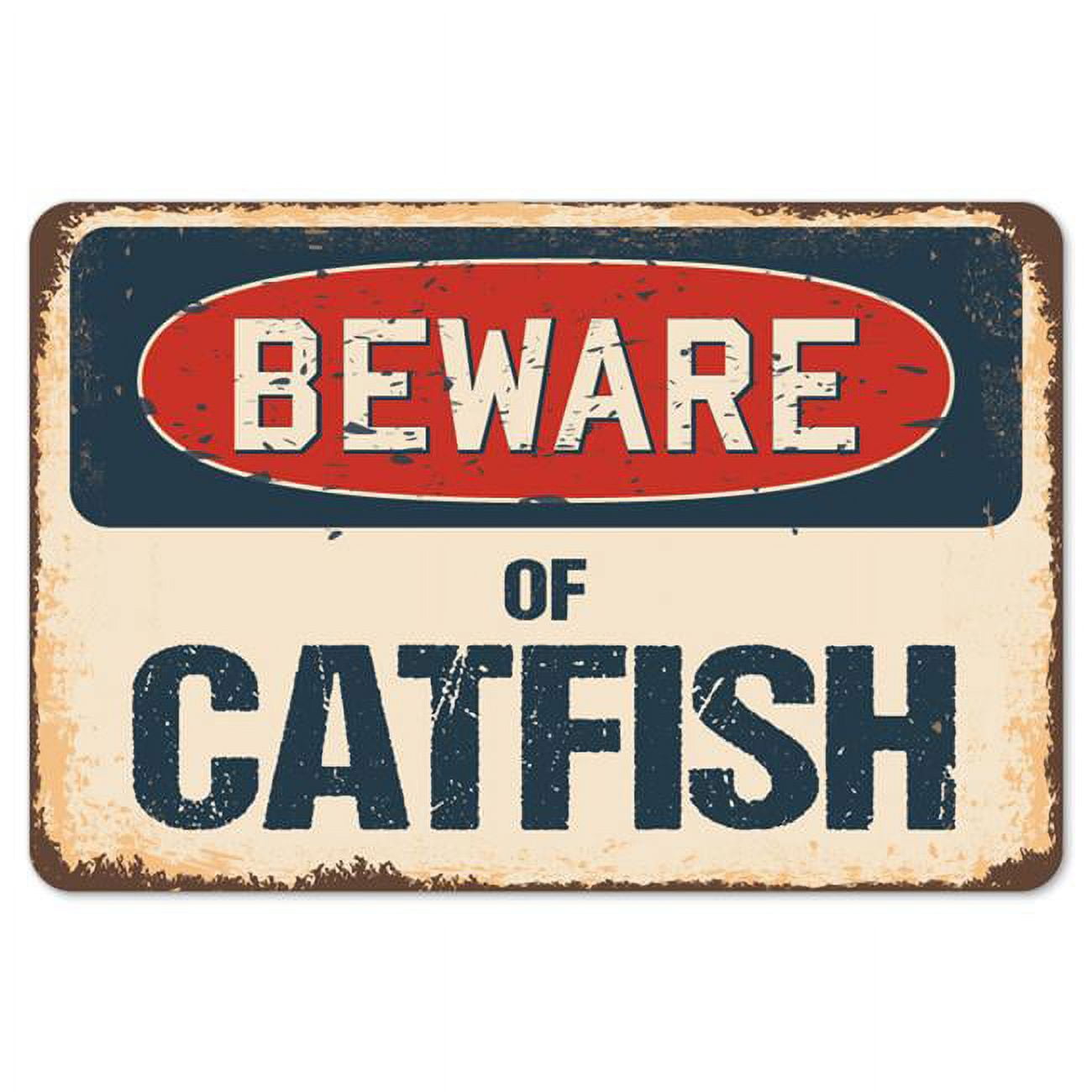 SignMission Z-A-710-BW-Catfish Beware of Catfish Rustic Sign - Walmart.com