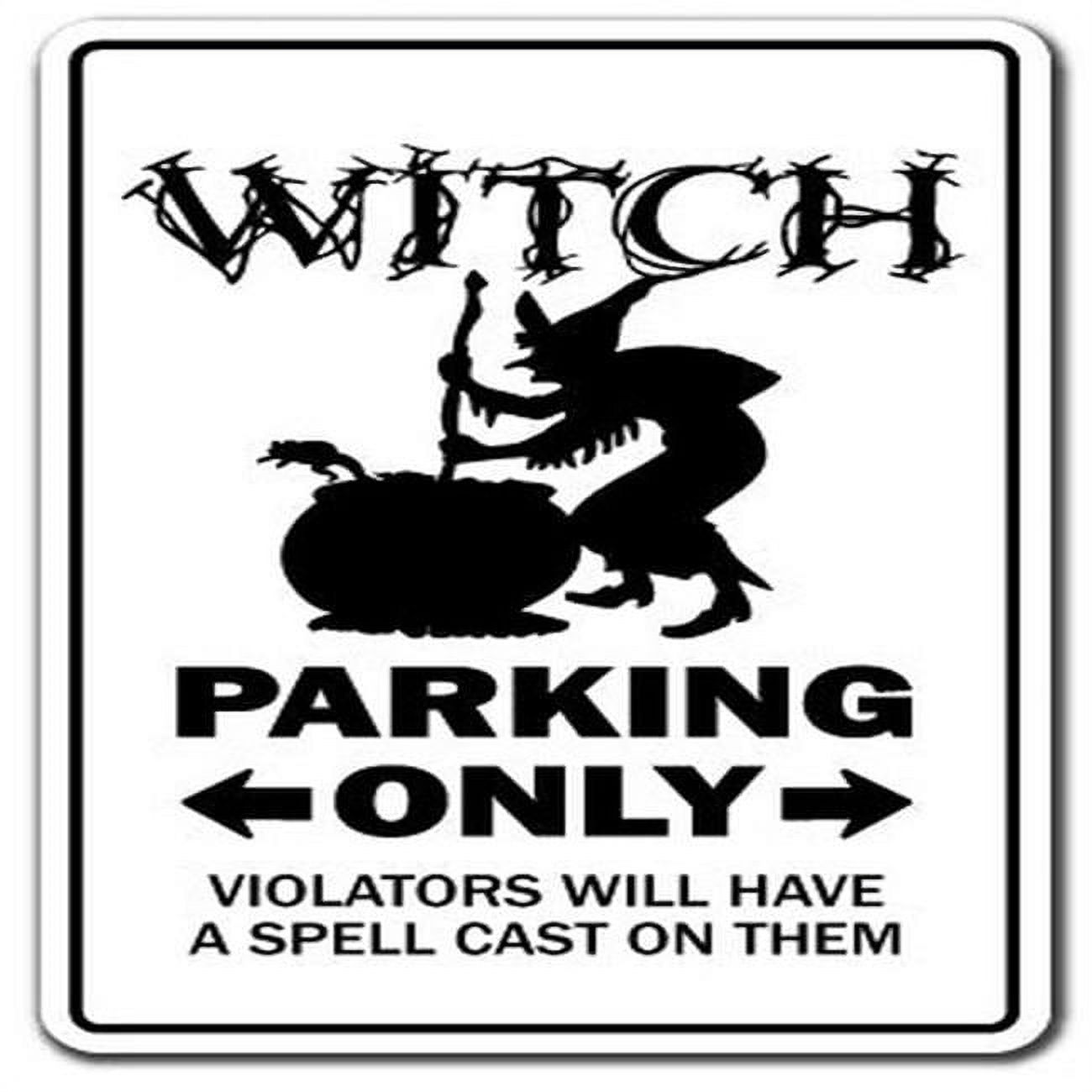 10 in. Witch Parking Aluminum Sign - Broomstick Halloween Girlfriend ...