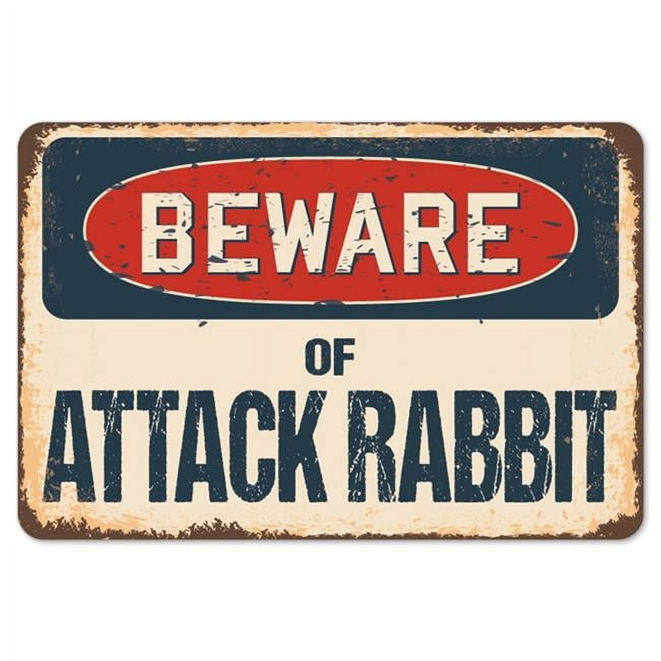 SignMission Z-D-3.5-BW-Attack Rabbit Beware of Attack Rabbit Rustic ...