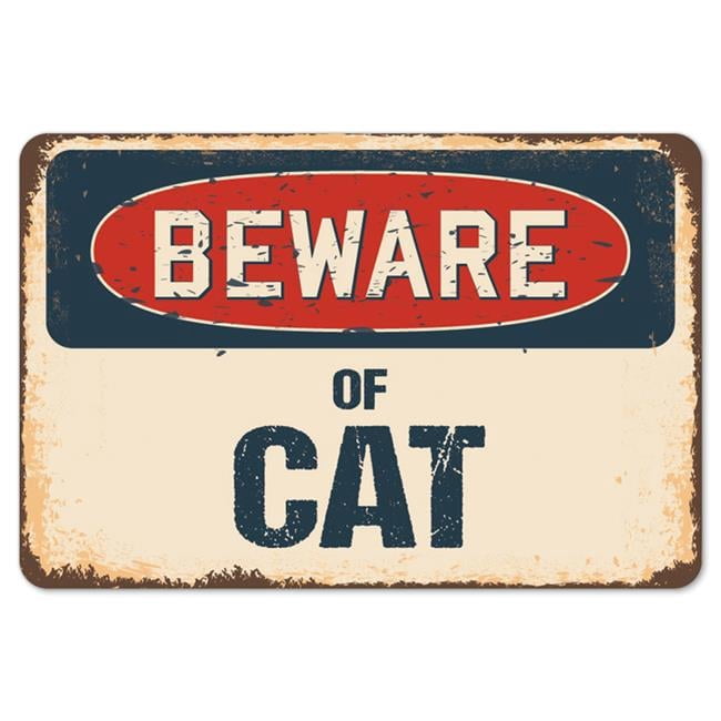 SignMission Z-D-5-BW-Cat Beware of Cat Rustic Sign - Walmart.com