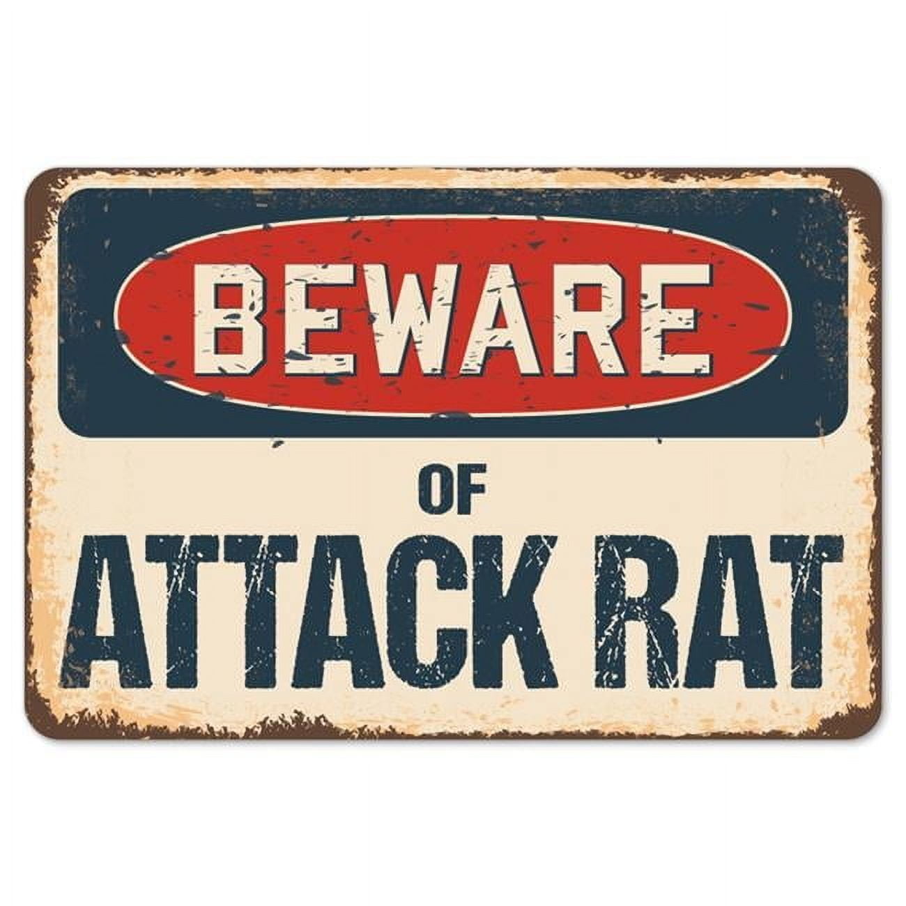 SignMission Z-D-8-BW-Attack Rat Beware of Attack Rat Rustic Sign ...