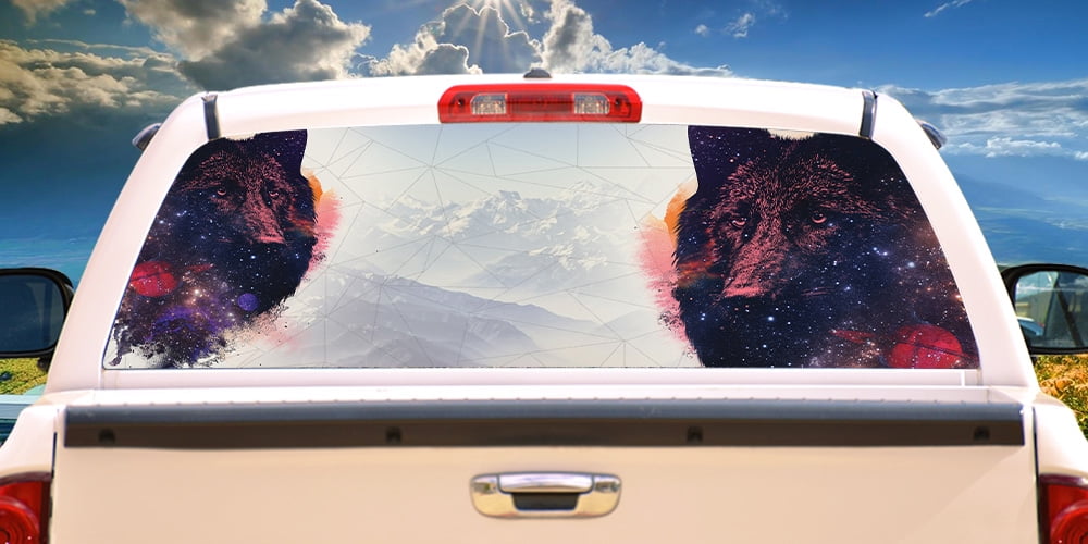 SignMission universal wolf Rear Window Graphic truck view thru vinyl ...
