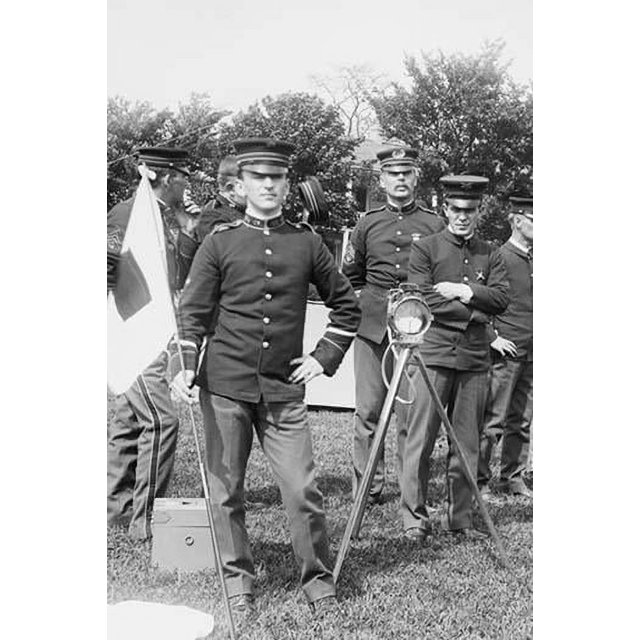 Signal Corps U.S. Army has light for nighttime signaling with Flags ...