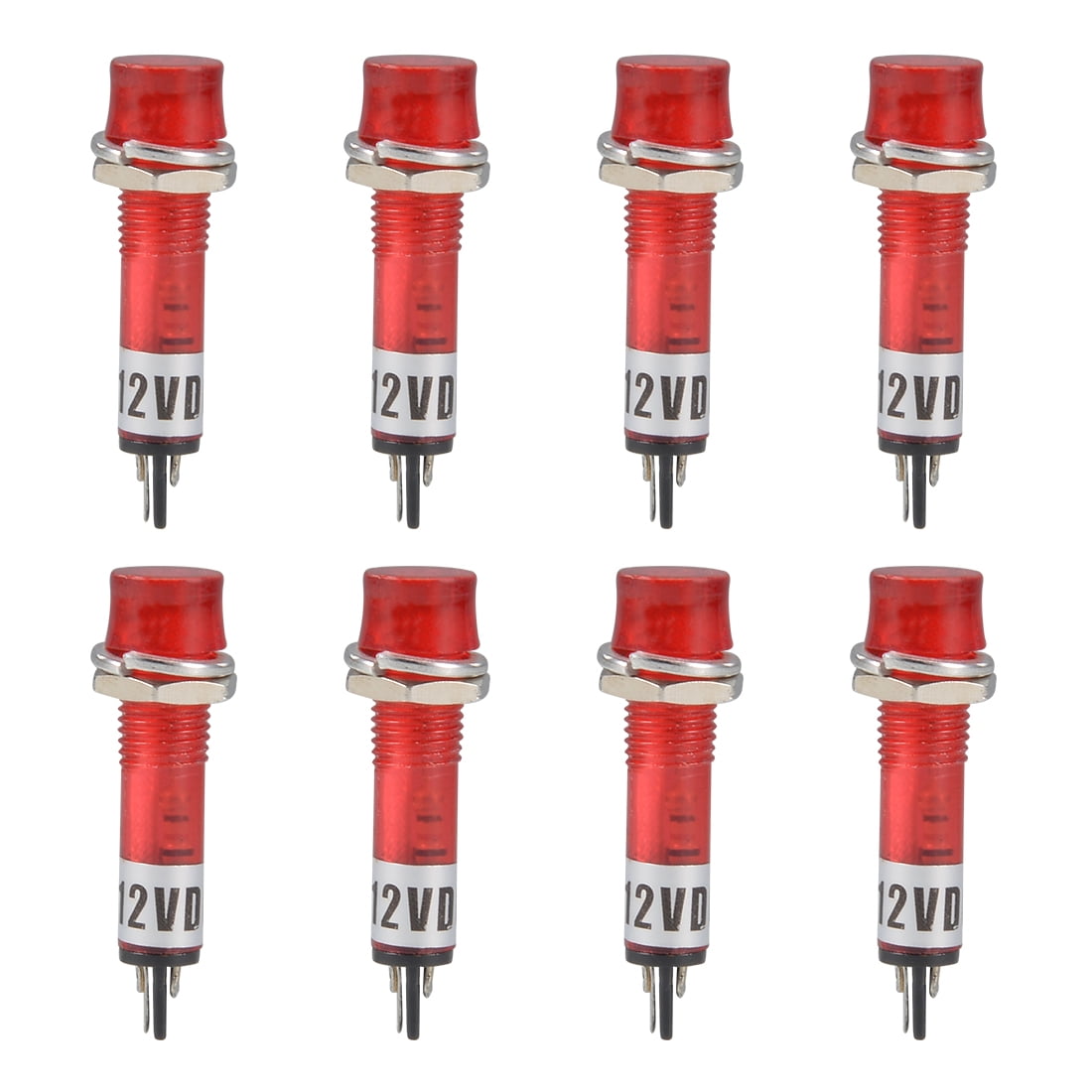 Signal Indicator Dash Light DC 12V, Neon Bulbs XD7-1 Red, 7mm Panel ...