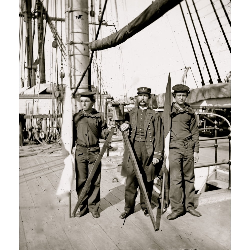 Signalmen of Rear Admiral John A. Dahlgren's flagship receiving a ...