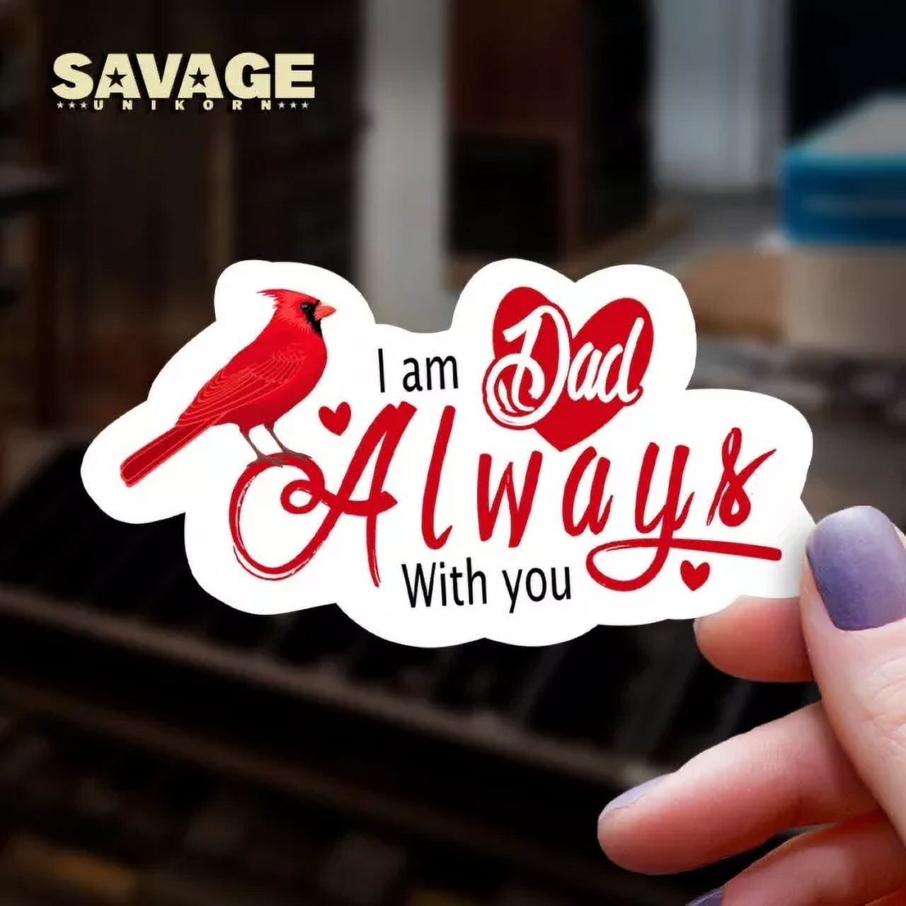 Signature Cardinal & Hearts I Am Always With You Dad Sticker Phone ...
