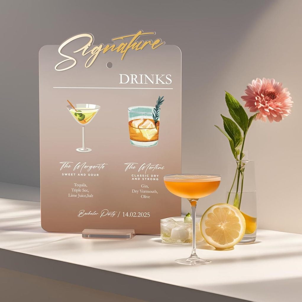 Signature Cocktail Sign Acrylic | Wedding Bar Menu Sign | Custom Drink ...