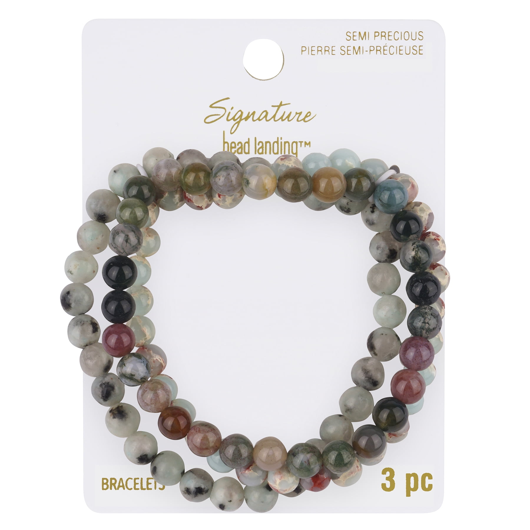 Signature Color Shop Fancy Jasper - Kiwi & Serpentine Beaded Bracelets by Bead Landing – Set of ...