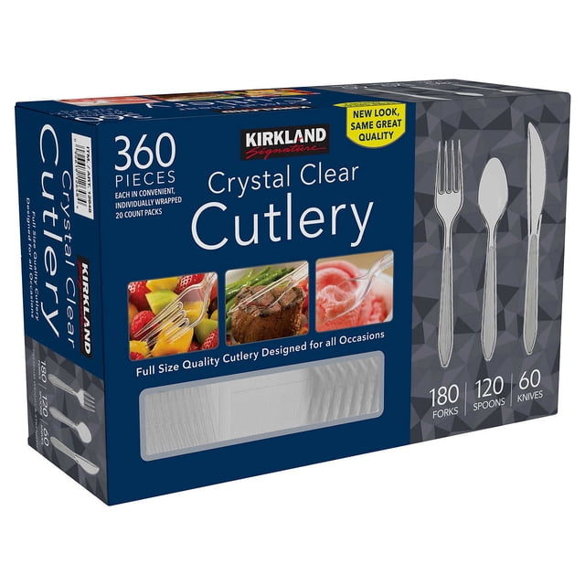 Signature Clear Plastic Cutlery Set, 360-count, Includes Forks, Spoons ...