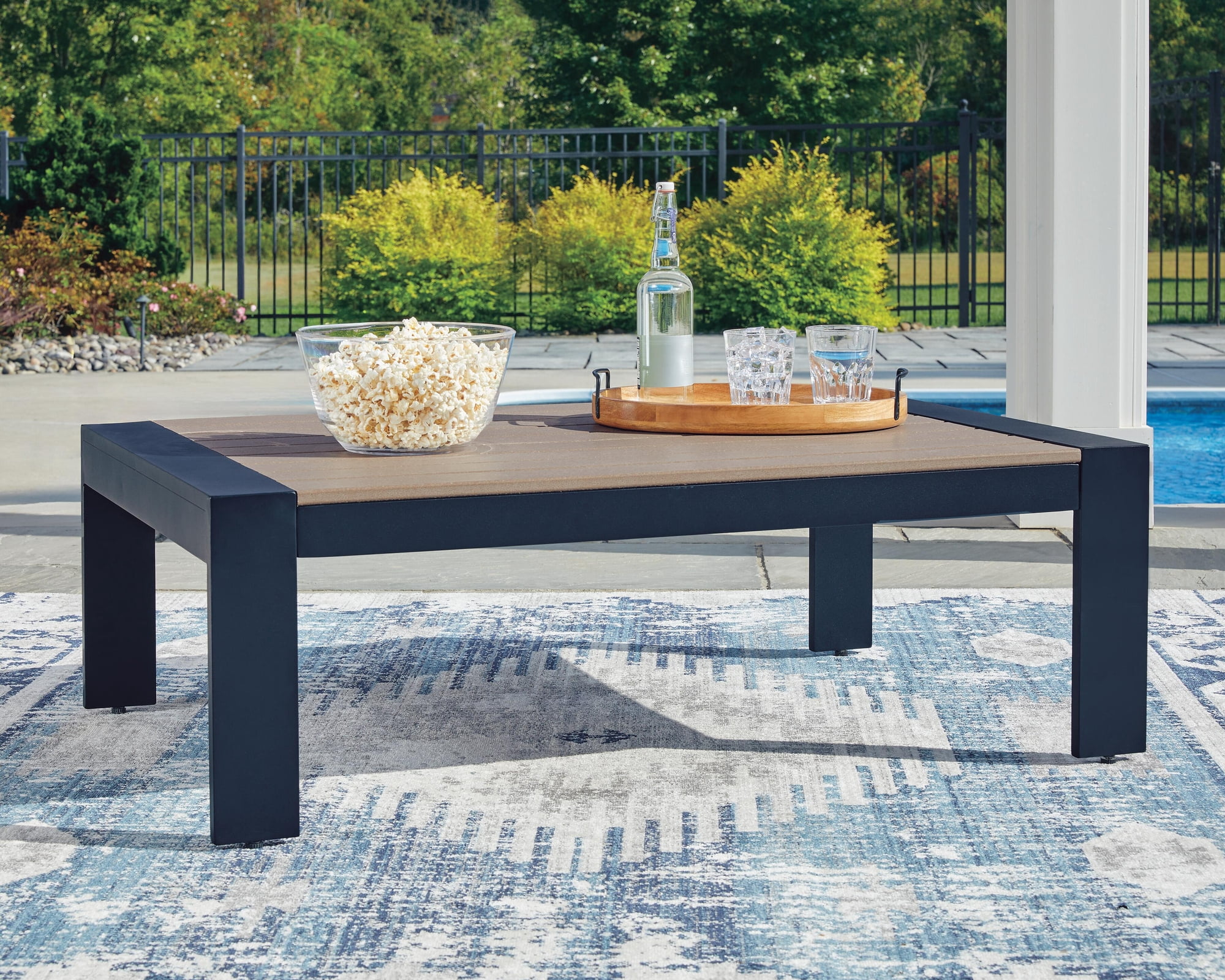 Signature Design by Ashley Mabry Shores Outdoor Coffee Table, Navy Blue ...