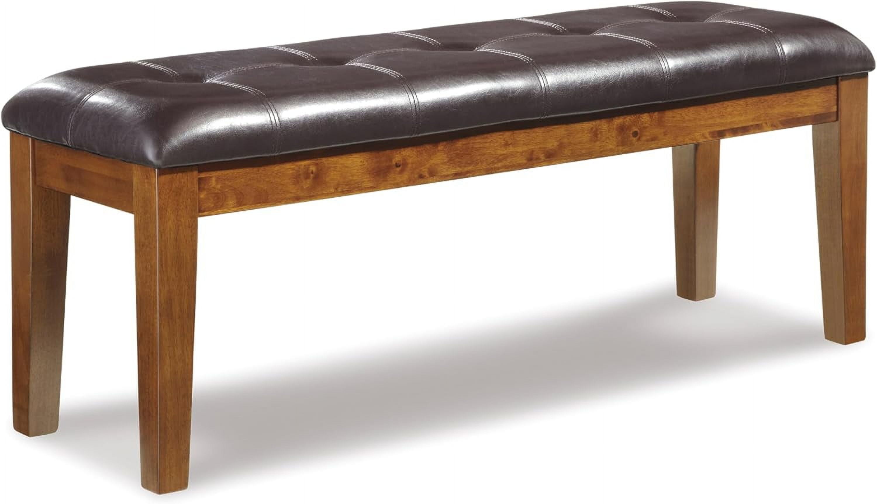 Signature Design Tufted Upholstered Dining Room Bench, Medium Brown ...