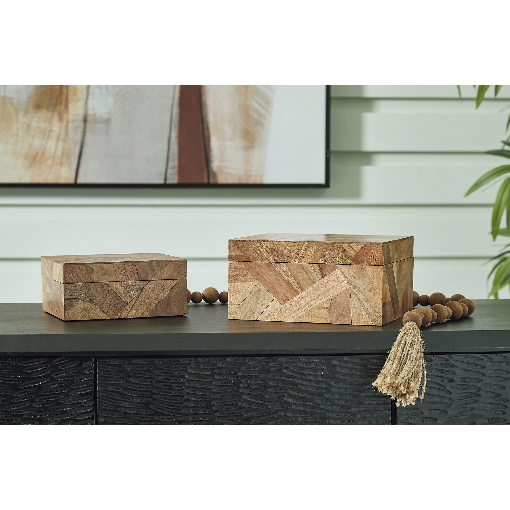 Signature Design by Ashley Antford Decorative Storage Box Set, Natural ...