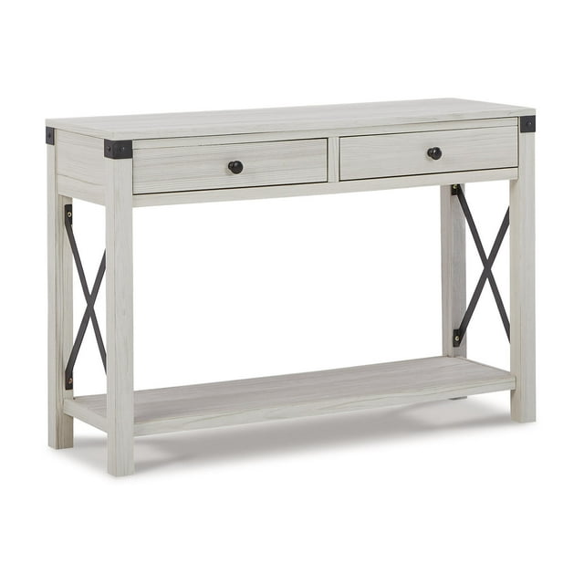 Free Shipping! Signature Design by Ashley Bayflynn 2 Drawer Sofa/Console Table, Whitewash ...
