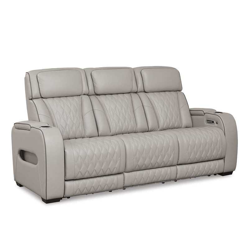 Signature Design by Ashley Boyington Power Reclining Sofa in Gray ...