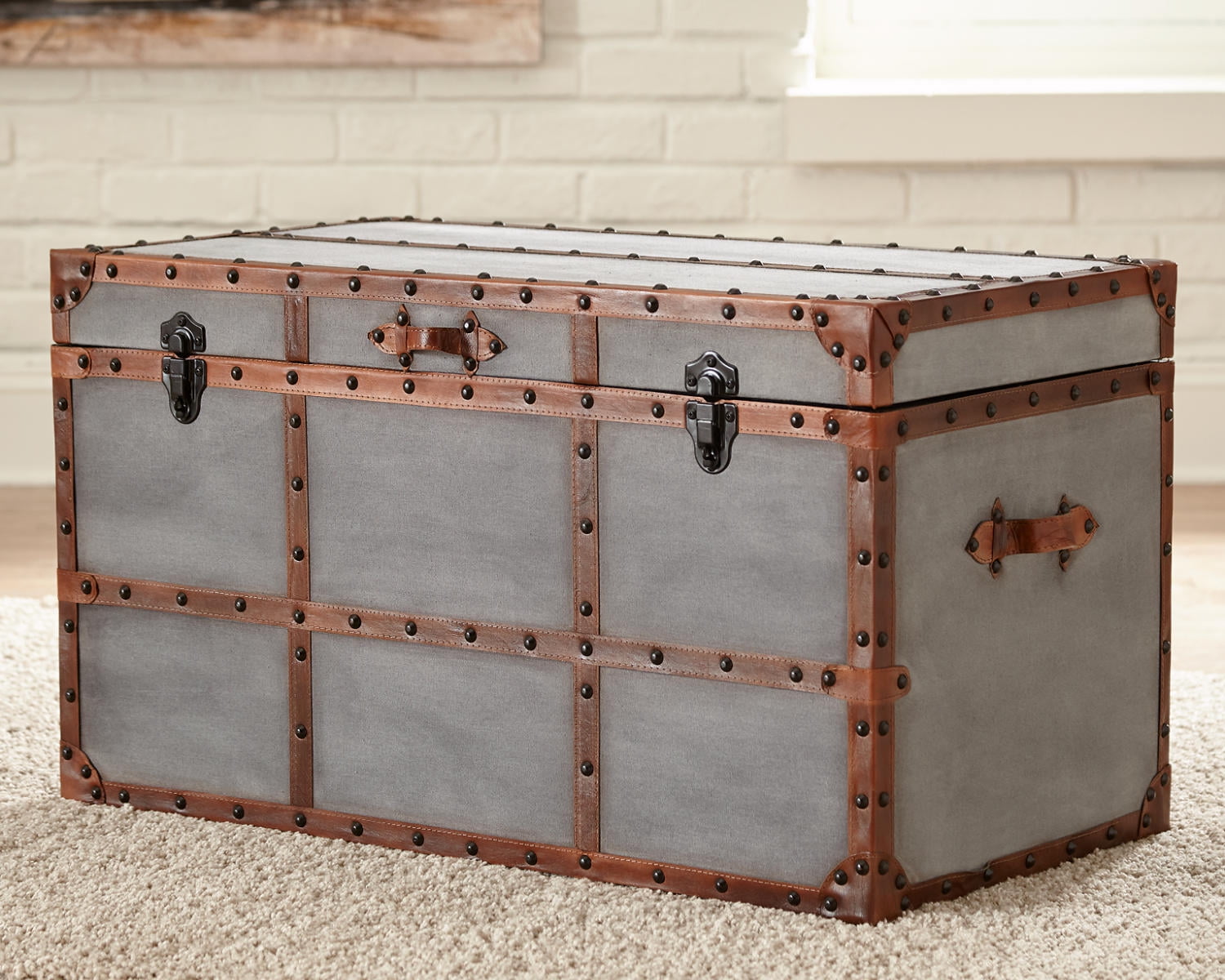 Signature Design by Ashley Casual Amsel Storage Trunk Gray - Walmart.com
